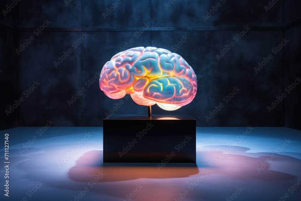 3D brainstorm symbol mindful brain icon, concept mapping and word ...