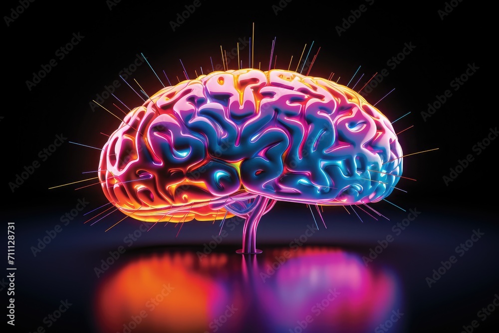 Vibrant colorful brain motley creativity neurocreative processes ...