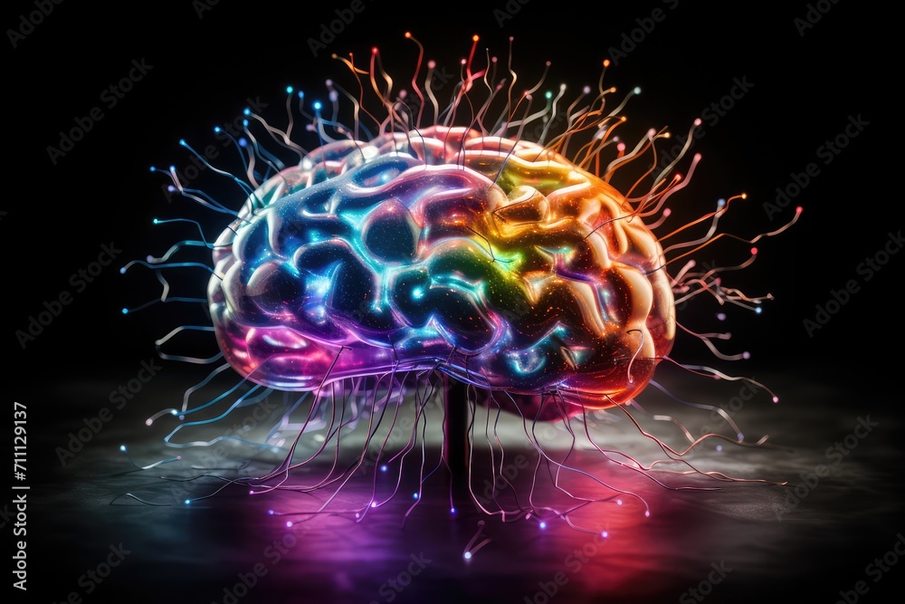 Vibrant colorful brain motley creativity neurocreative processes ...