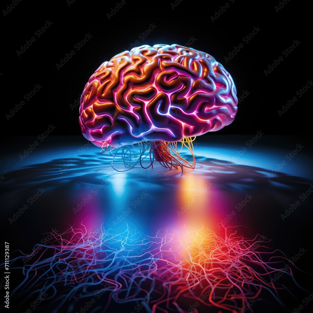 Vibrant colorful brain motley creativity neurocreative processes ...
