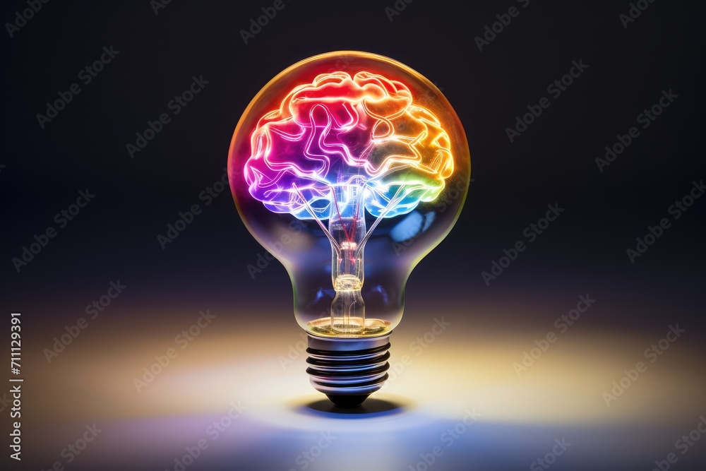 Vibrant colorful brain motley creativity neurocreative processes ...