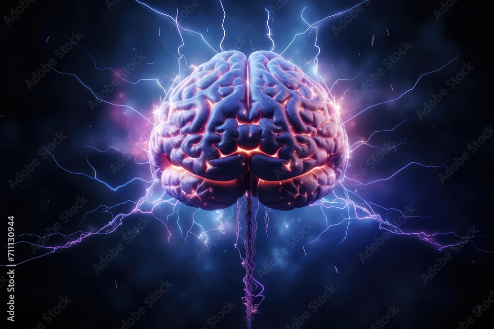 3D brainstorm symbol mindful brain icon, concept mapping and word ...