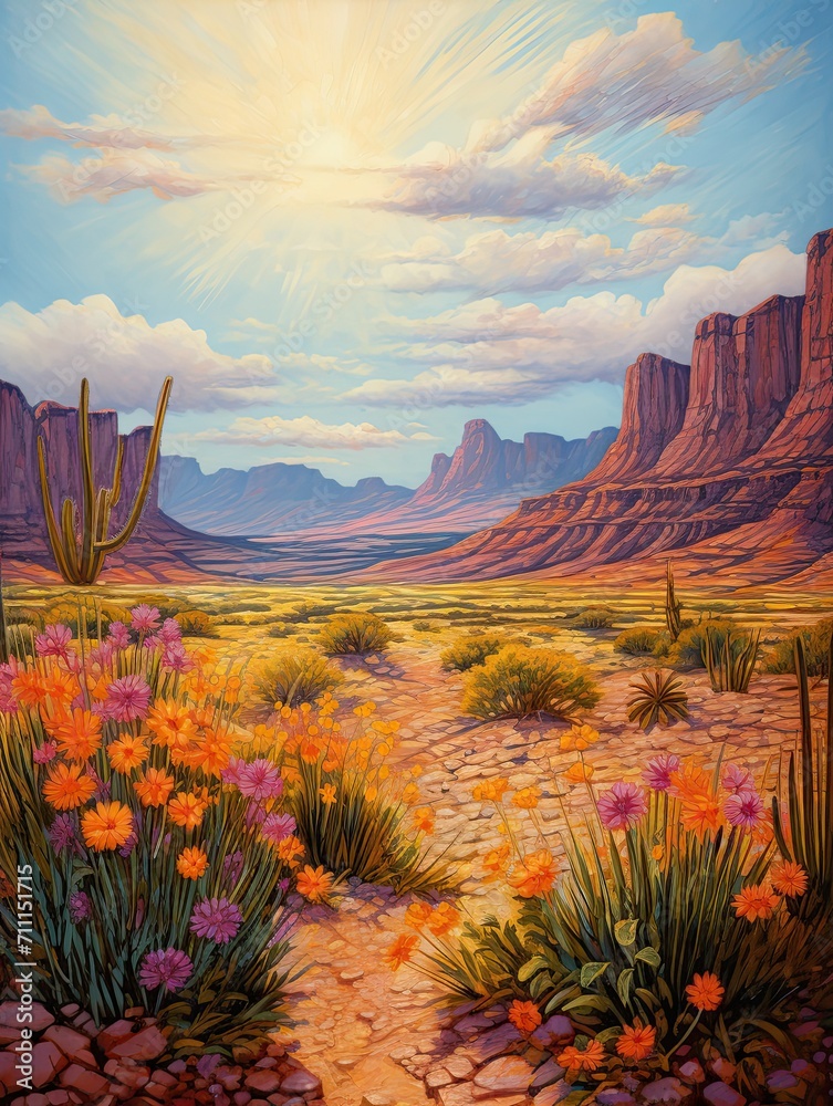 Wildflower Fields and Desert Vistas: Vintage Southwestern Desert ...