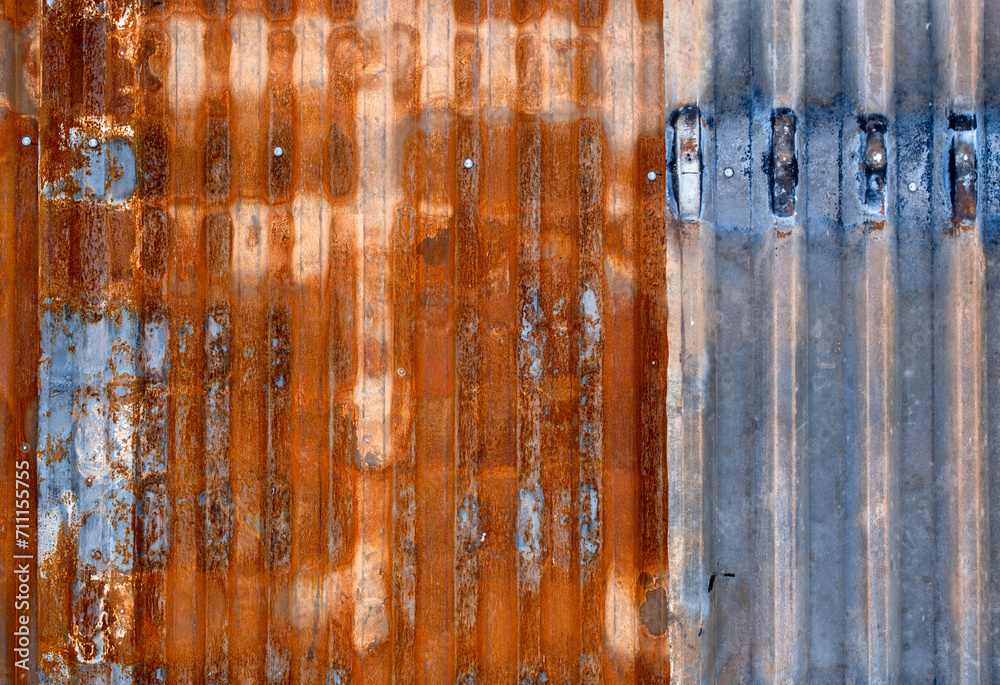 The surface of a rusty corrugated sheet of iron in close-up. Stock ...