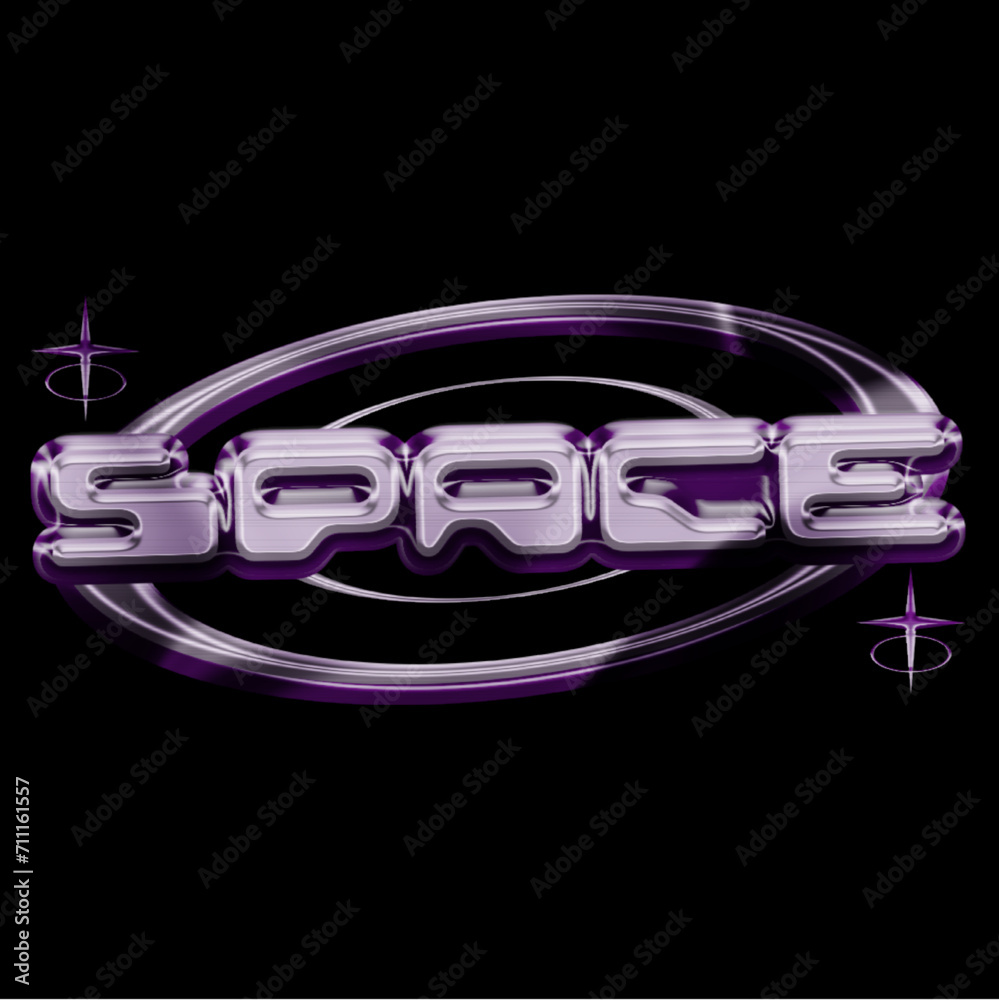 Logo Type Y2K of chrome elements for design poster, streetwear in Y2K ...