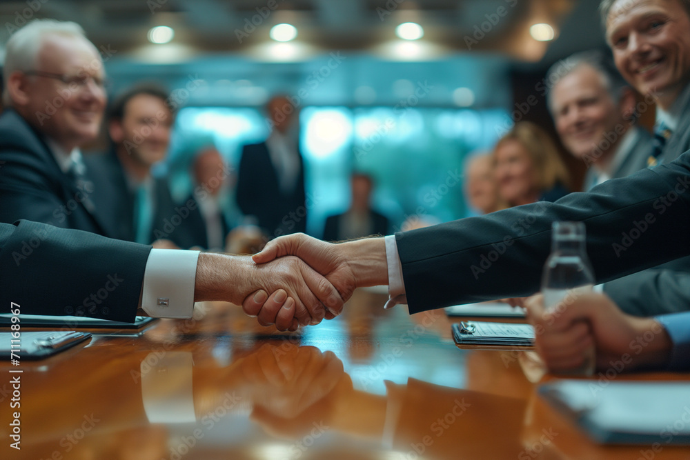 Corporate Handshake Sealing Partnership Deal,A firm handshake between ...