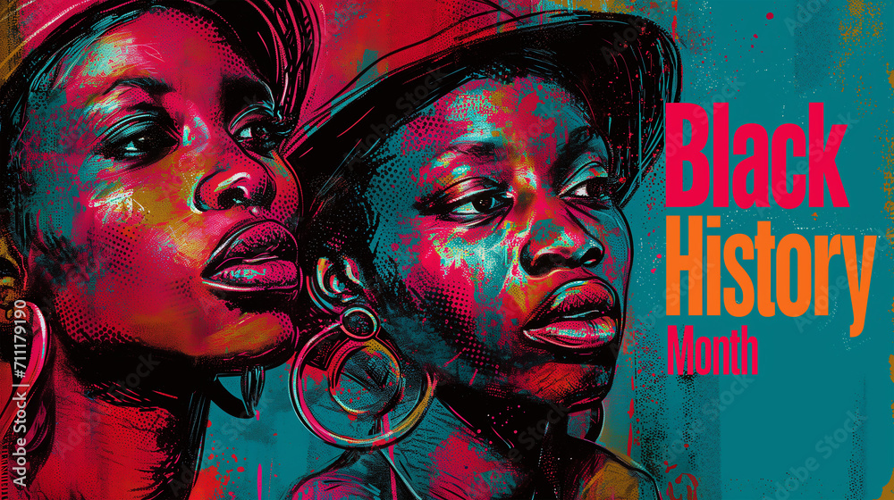 Black History Month poster; billboard with two proud African American ...