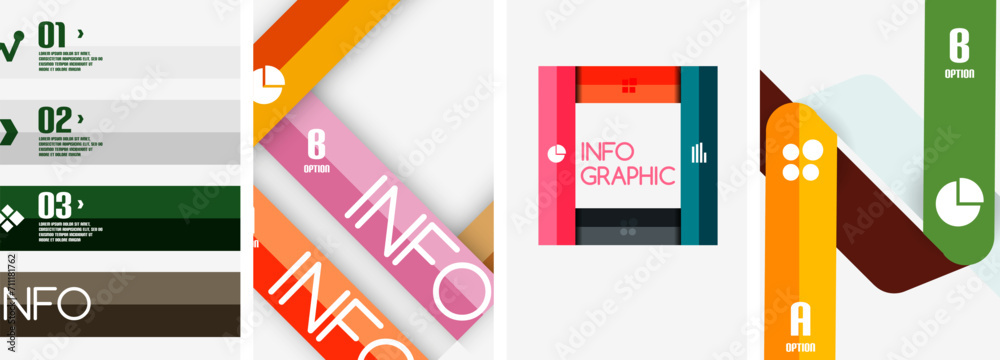 Set of line infographic poster backgrounds. Vector illustration For ...