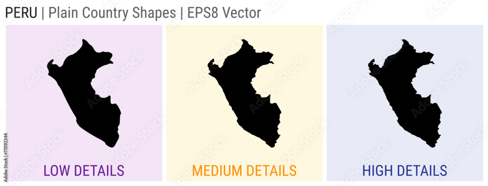 Peru - plain country shape. Low, medium and high detailed maps of Peru ...
