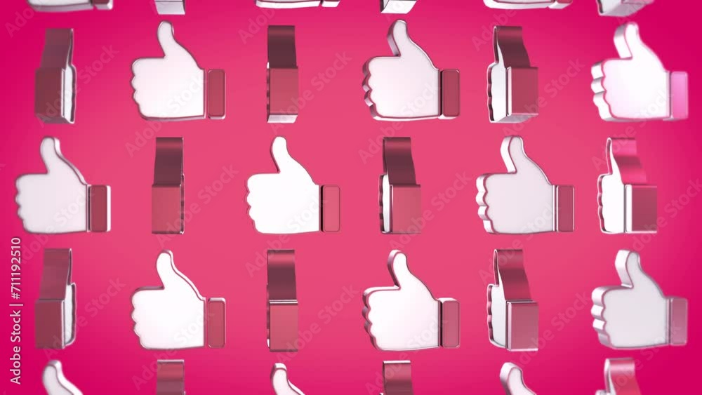 Multiple approve sign emojis flying in the pink background. Thumbs up ...