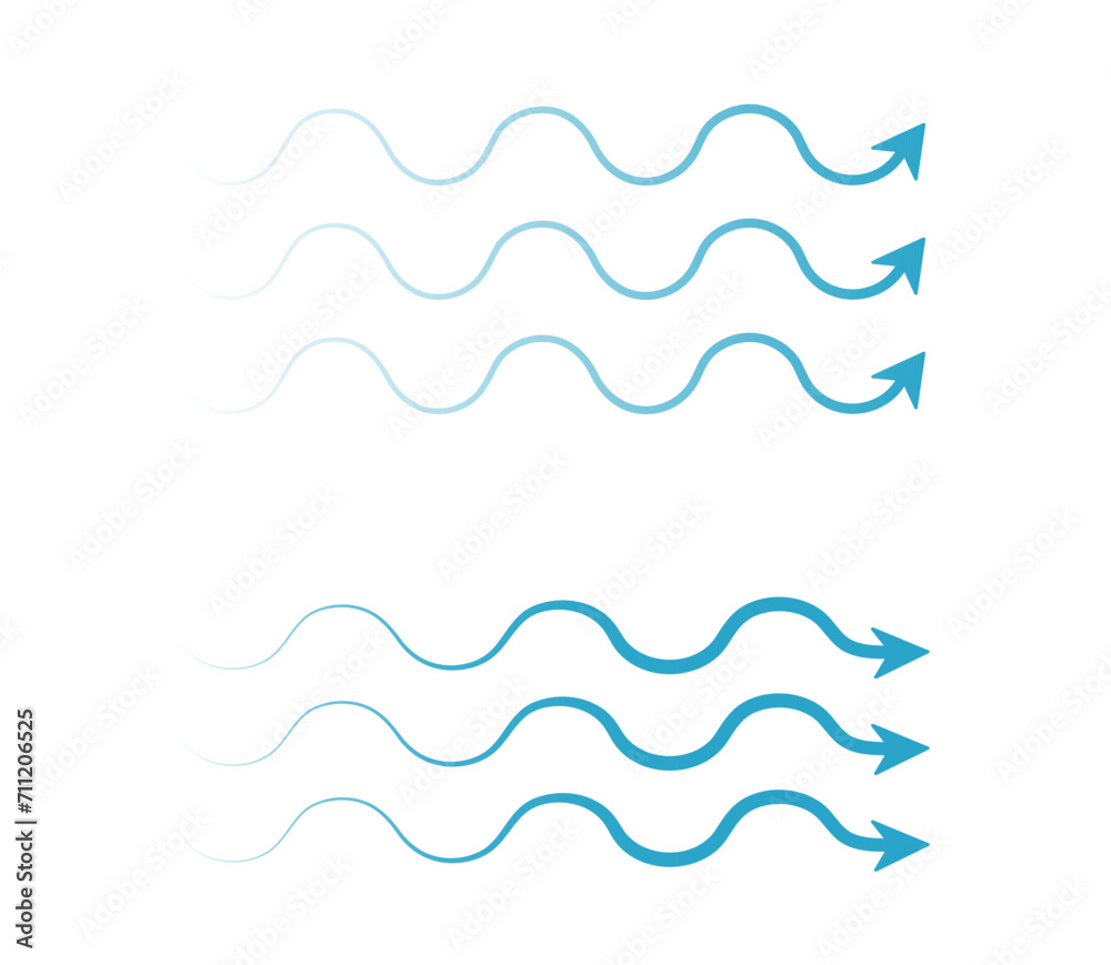 Flow wave arrows. Vector conditioner sign isolated. Air and water ...