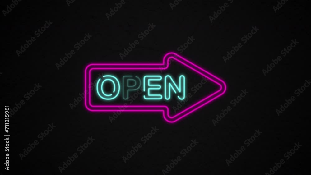 Vidéo Stock Flashing neon business OPEN sign, Neon open sign animation ...
