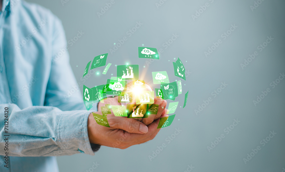 ESG concept day earth. Sustainable energy technology, business ...