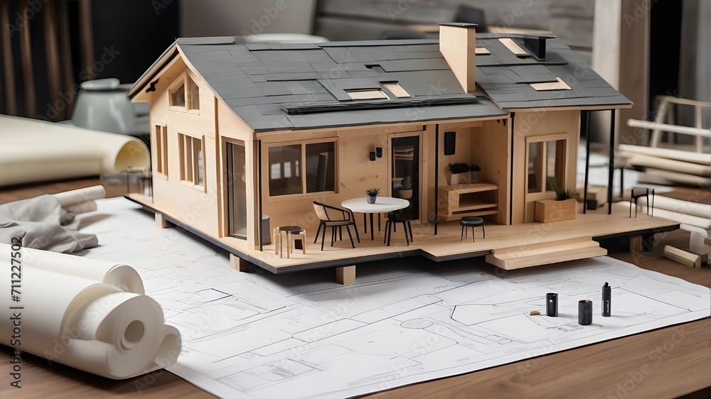 house plans and blueprints,model of a tiny house on an architecture ...