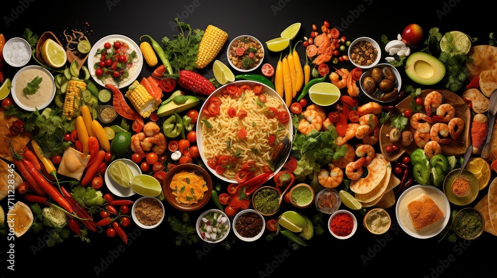 chef top food background illustration delicious flavor, ingredients ...