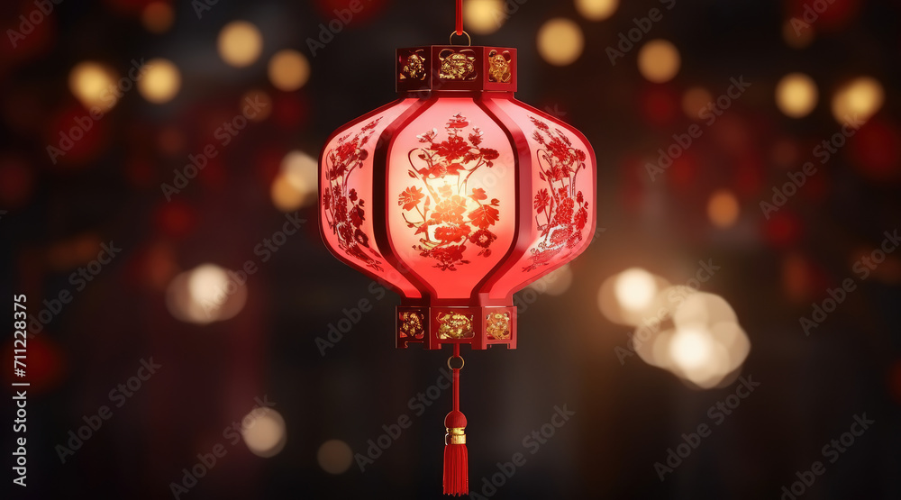 Chinese new year, Closeup bokeh defocused photo of Red Gold Traditional ...