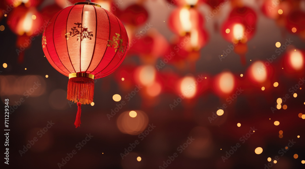 Chinese new year, Closeup bokeh defocused photo of Red Gold Traditional ...