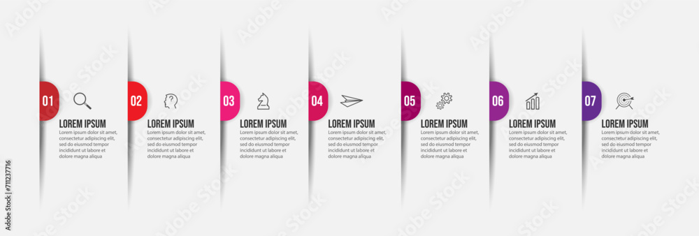 Vector Infographic simple design with 7 options or steps. thin line ...