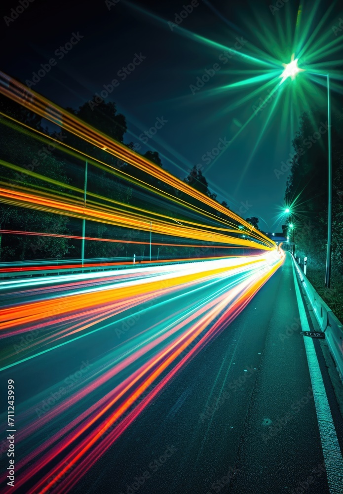 Green traffic light on the road, a concept of road transport using ...