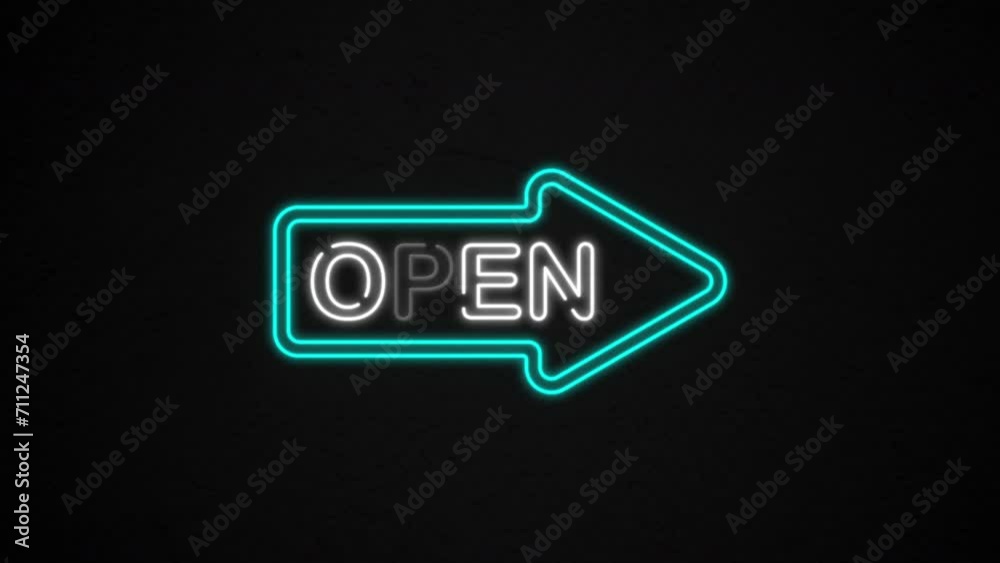 Flashing neon business OPEN sign, Neon open sign animation on texture ...