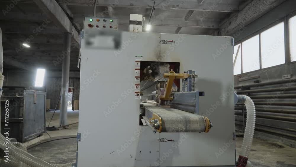 Processing Of Wooden Plank Production By Industrial Machine Wheel ...