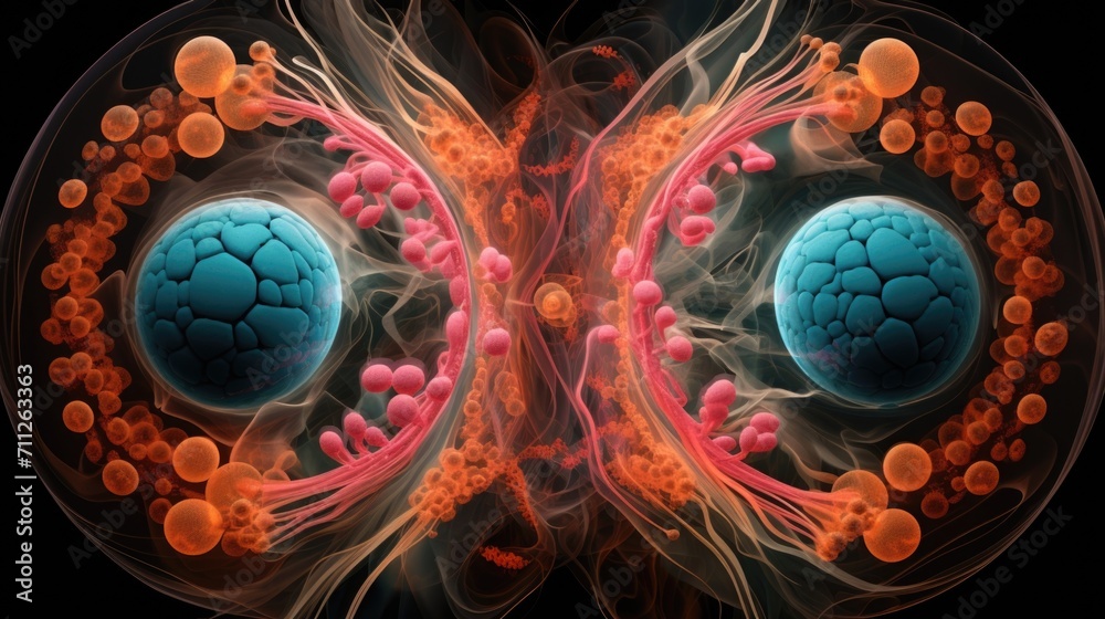 Intricate illustration of cells in the human embryonic disc during ...