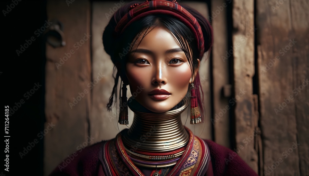 Kayan tribe woman of Northern Thailand wearing brass neck rings Stock ...