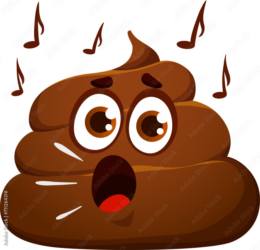 Cartoon poop emoji, funny poo excrement character, happy toilet shit ...