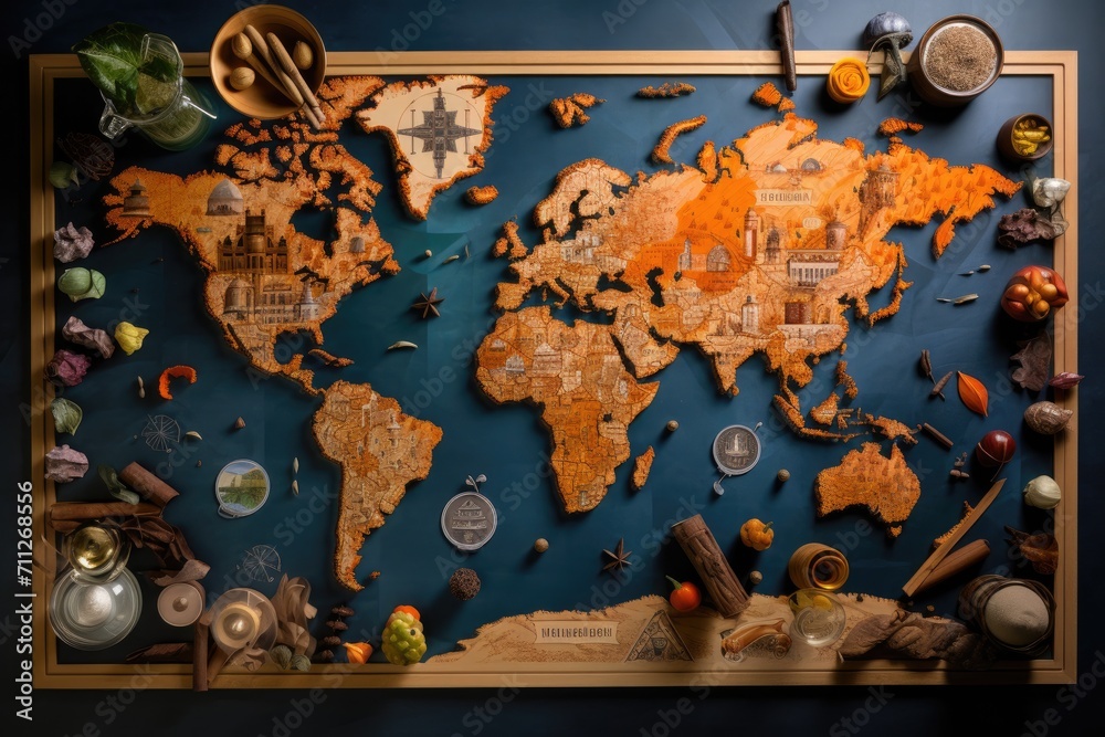World Map Made of Cork and Magnets - Magnetic Corkboard Map for ...