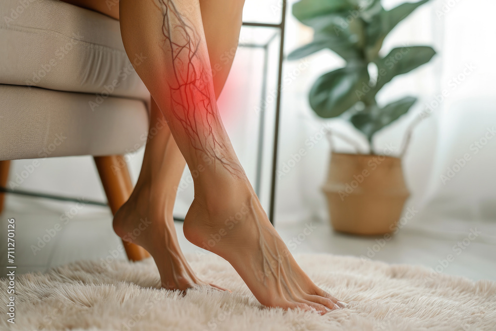 Varicosis of dilated veins on legs in a girl, leg disease Stock Photo ...