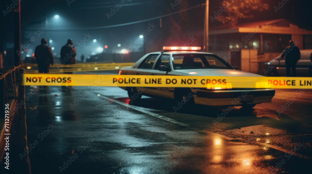 Cordon tape seals off a crime scene and establishes a police line for ...