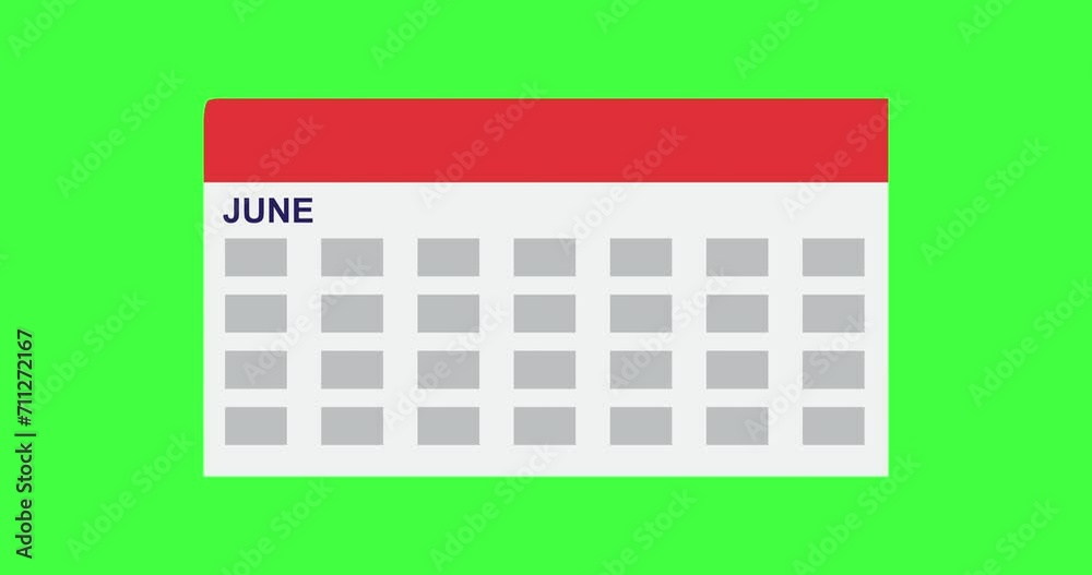 Calendar animation on green background, year calendar. Time Running ...