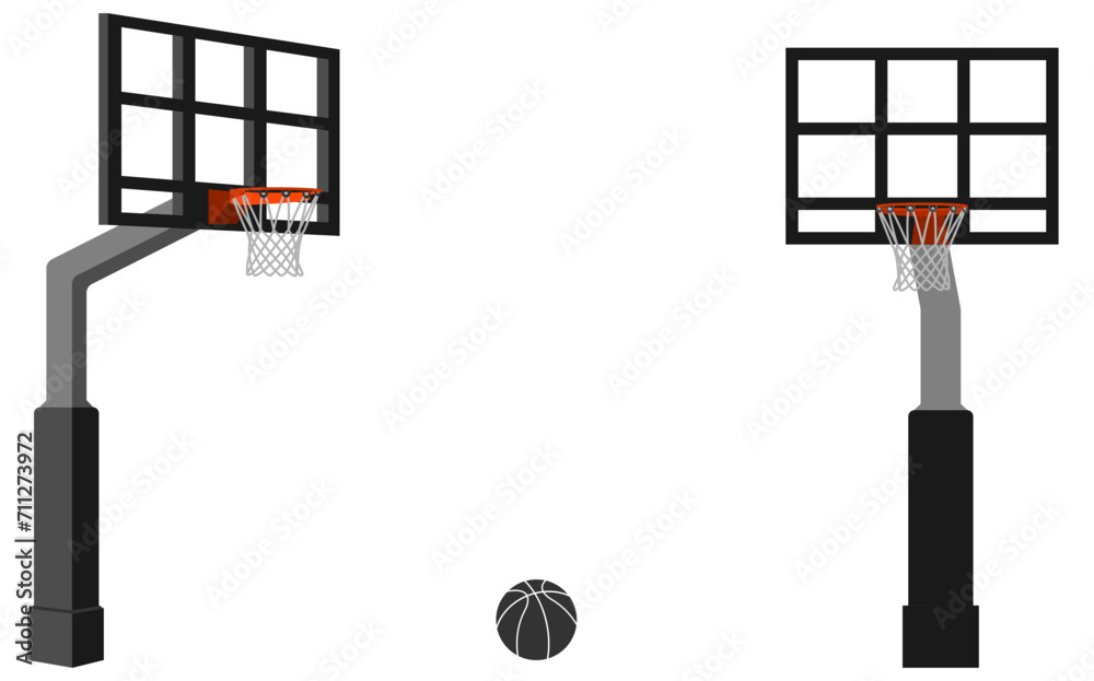 basketball hoop cage, pole, and ball. all in one basketball equipment ...