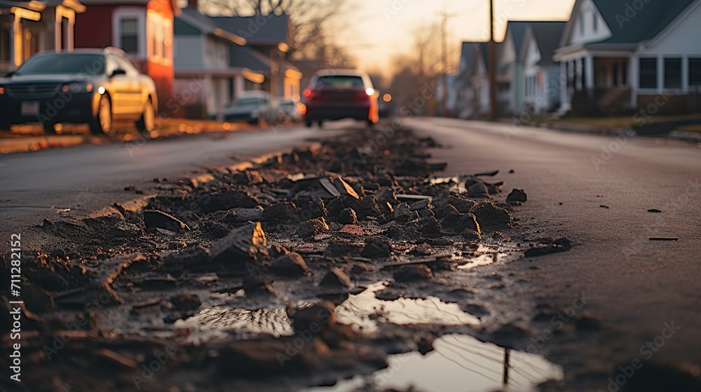 Crumbling infrastructure: urban decay and deteriorating roads with ...