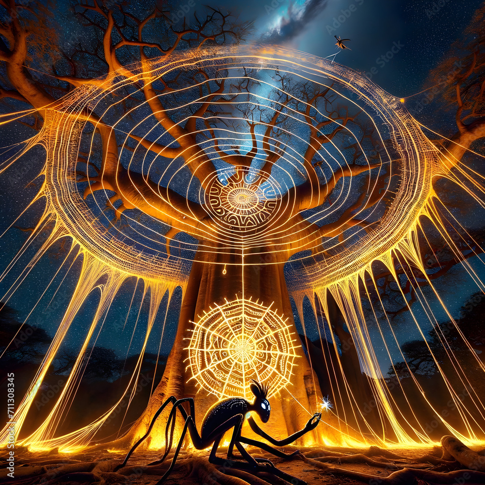 Photo of Anansi, the spider trickster god from African folklore, deftly ...