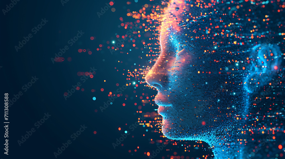 Data Portrait, Digital Human Face Symbolizing AI and Cyber Security ...