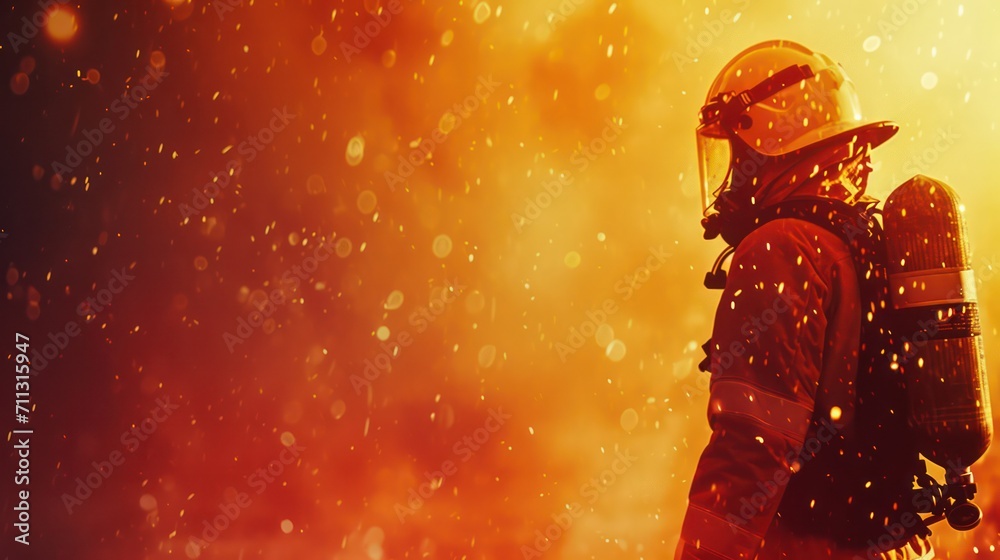 Firefighting-themed background with space for text, featuring a fire ...