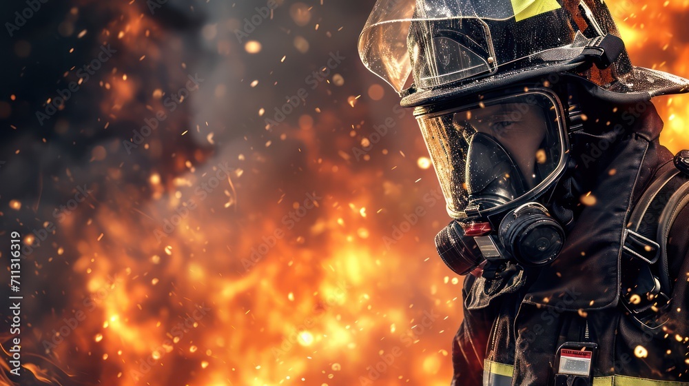 A fire-fighting background with ample copy space for text, showcasing a ...