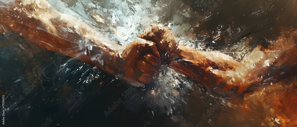 Through the delicate strokes of a paintbrush, two hands come together ...