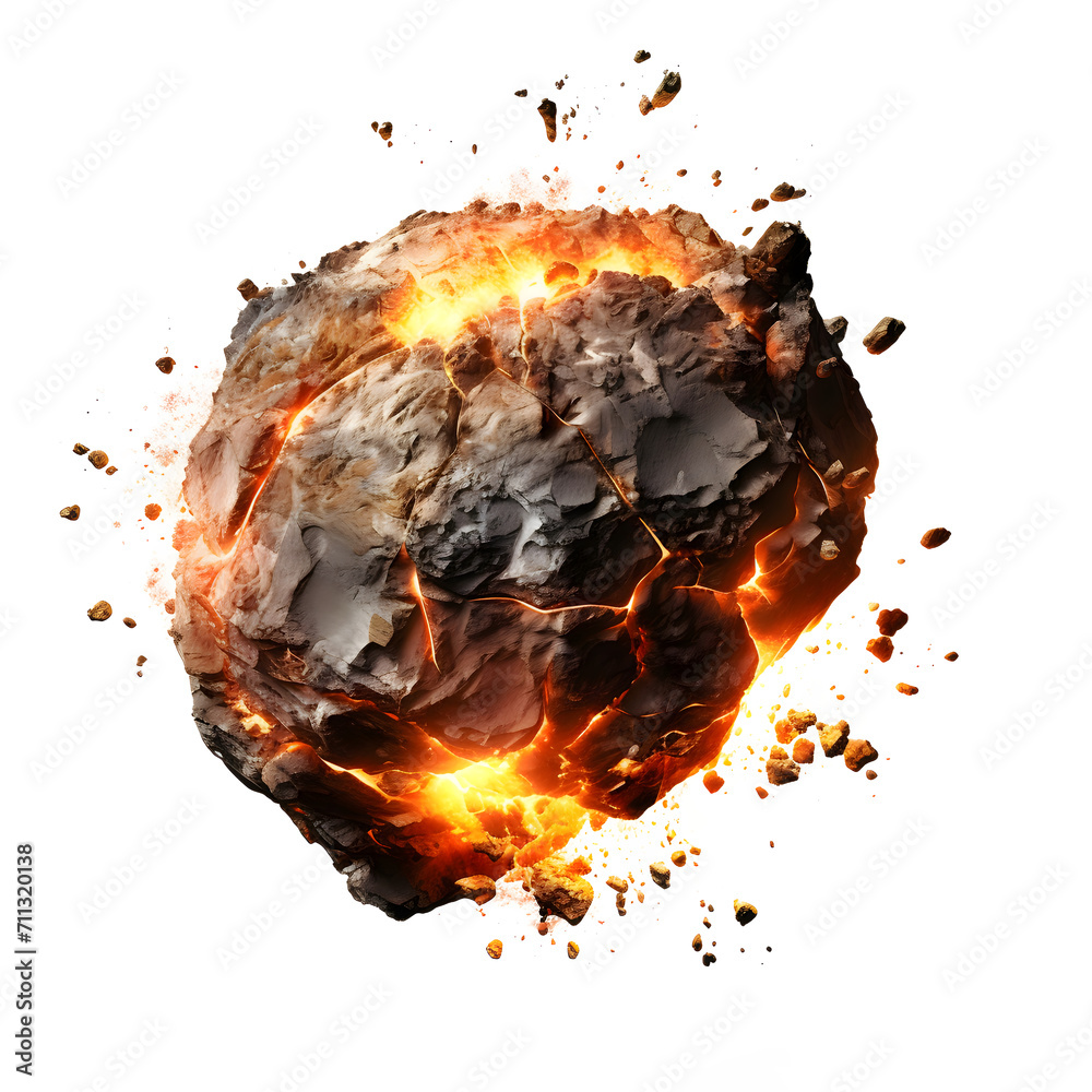 A brilliant flaming meteor with glowing molten tail streaking across ...