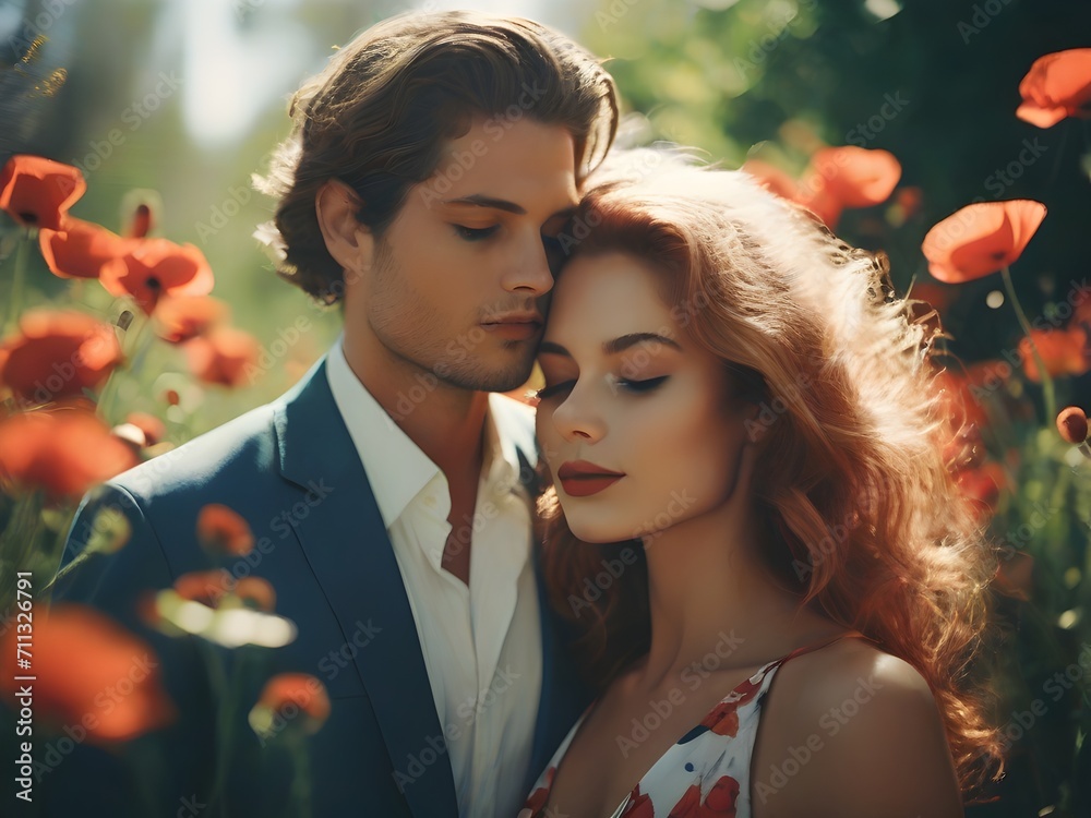 romantic couple embrace and close their eyes portrait photography ...