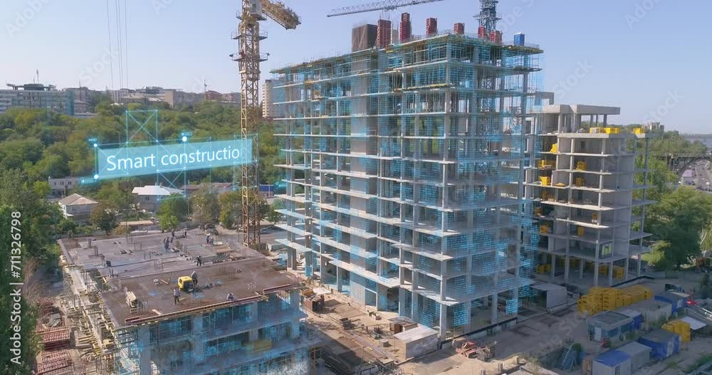 Smart construction inscription. Smart construction visualization. Smart ...