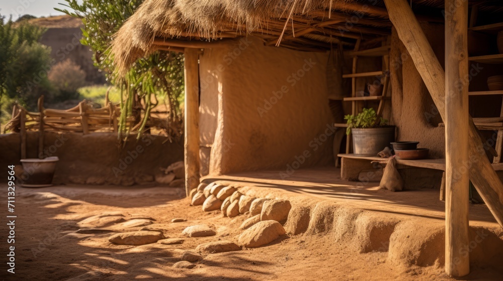 detailed shots of modern mud house, sustainable, eco friendly, harmony ...