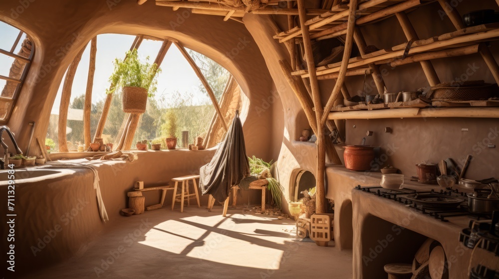 detailed shots of interior of a modern and artistic mud house ...
