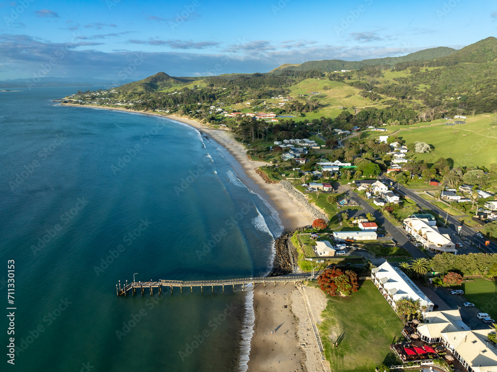 Aerial: The Hokianga Harbour with a view to Opononi and Omapere ...