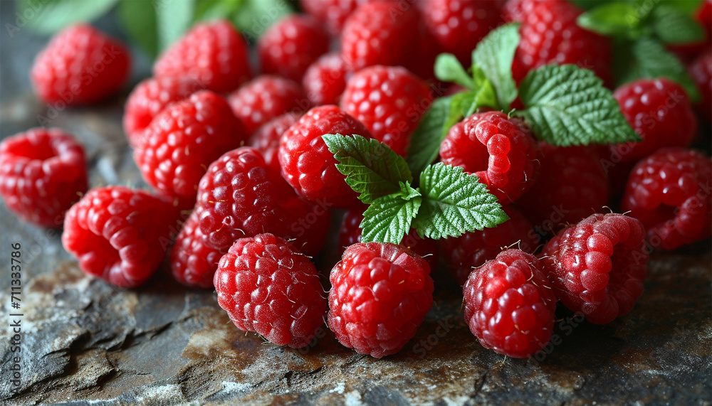 Ripe raspberries on concrete background table. Background of fresh ...