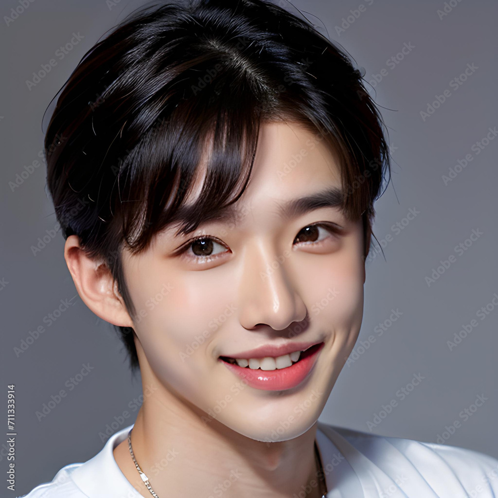 Portrait photo of a handsome and good-looking Asian male model smiling ...