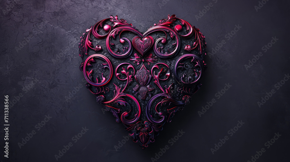 Dark gothic love heart as baroque luxury Valentines Day greeting card ...