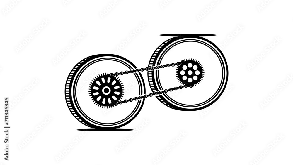money transfer symbol, two coins with bicycle mechanism spinning each ...