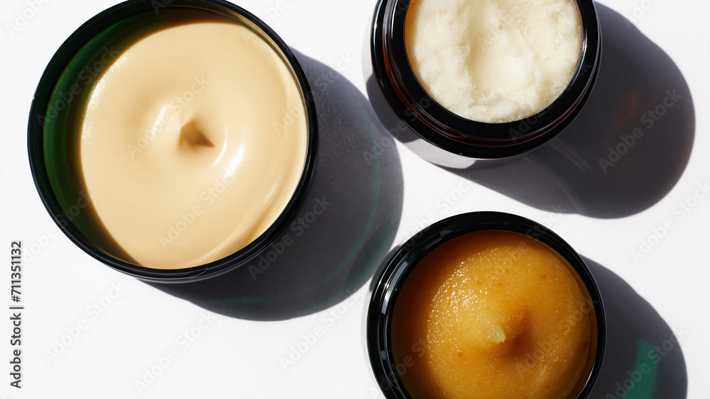 Body care cosmetics. A different containers of skincare natural herbal ...